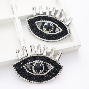 2 Pieces Eyes Embroidery Beaded Applique Patch,rhinestone Eye Patch ...