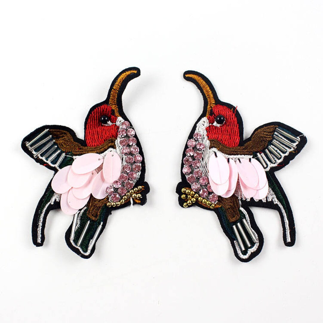 A Pair Birds Beaded Sequined Applique Patch,paillette Patch,sequins ...