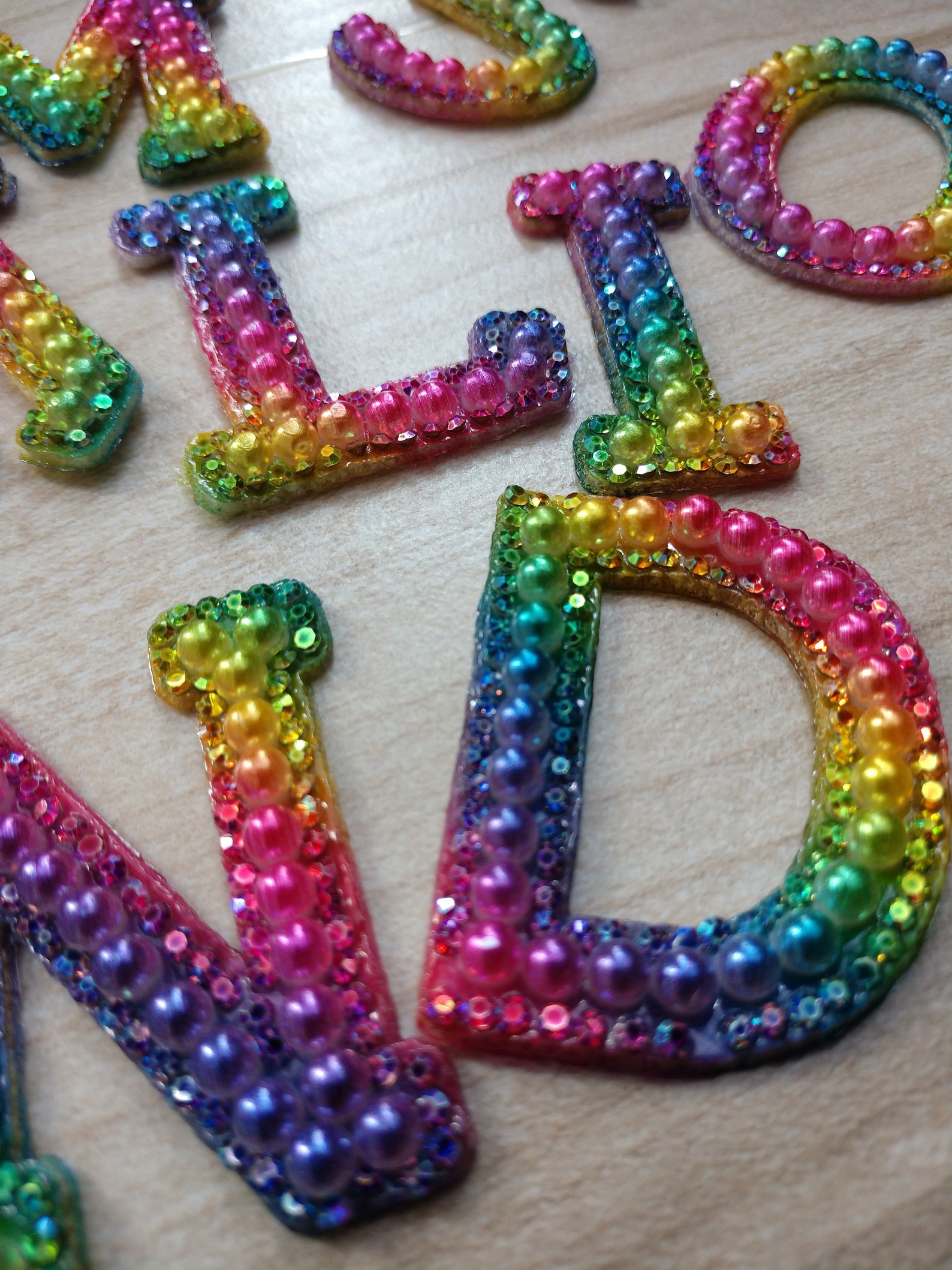 Colorful Pearl and Rhinestone Letters Iron on Applique - Etsy