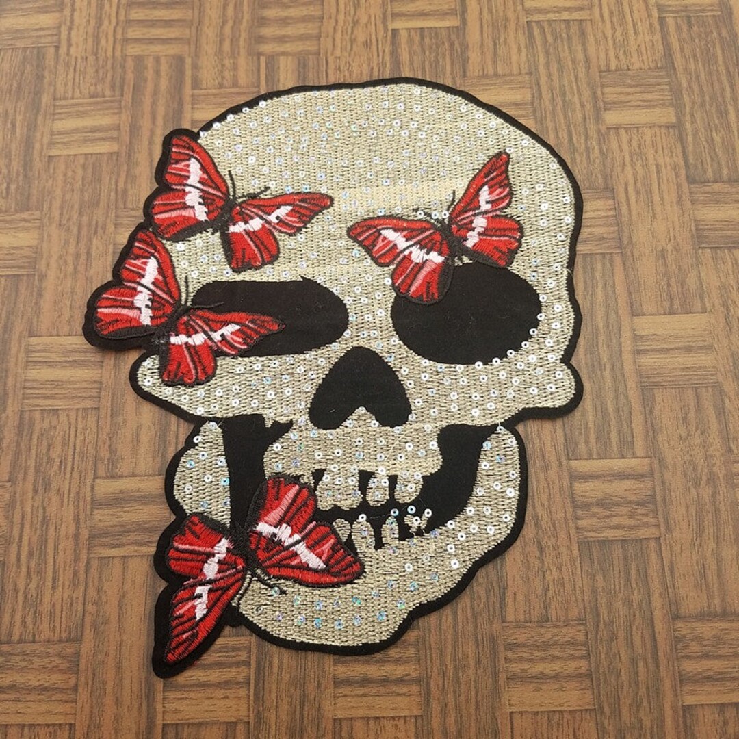 Skull Sequined Applique Patch,paillette Patch,sequins Skull Patch ...