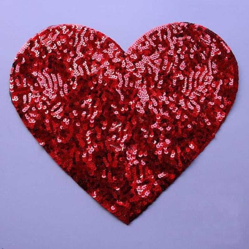 Red Heart Sequined Applique Patch,paillette Patch,sequins Heart Patch Supplies for Coat,t-shirt ...