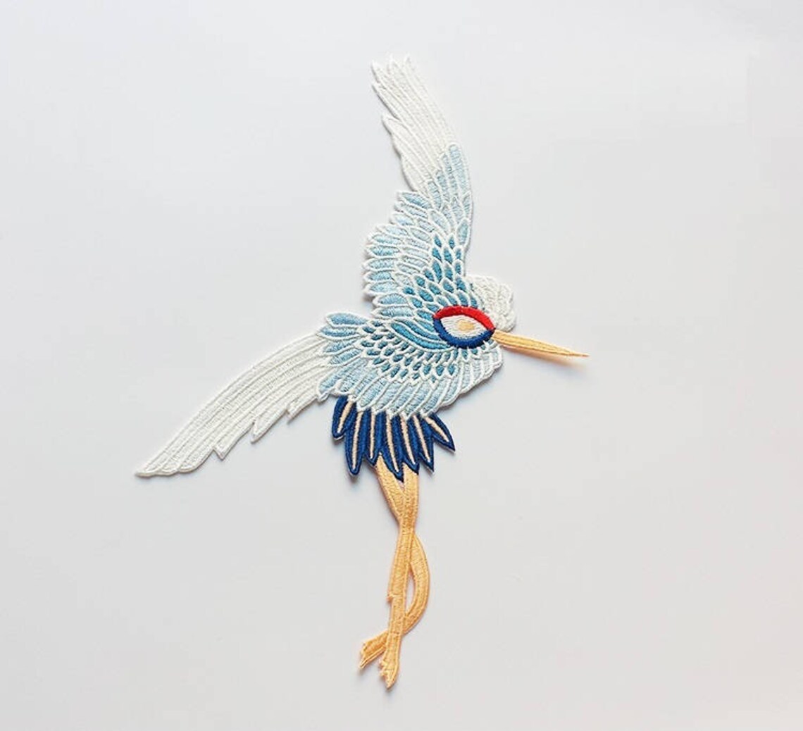 Delicate Blue Cranes Embroidered Applique Patch,embroidery Birds ...