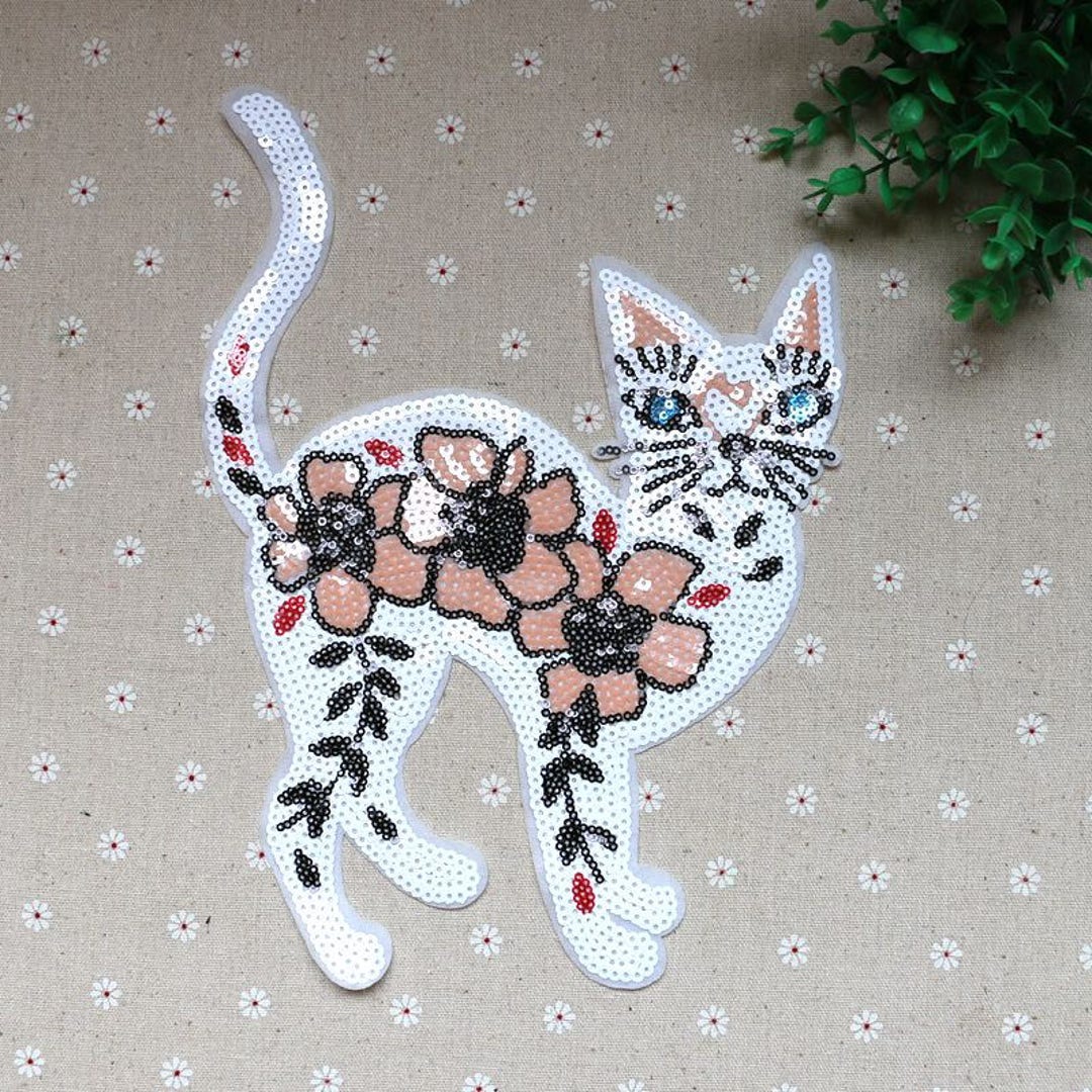 Cute Cat Sequined Applique Patch,paillette Patch,sequins Patch Supplies ...