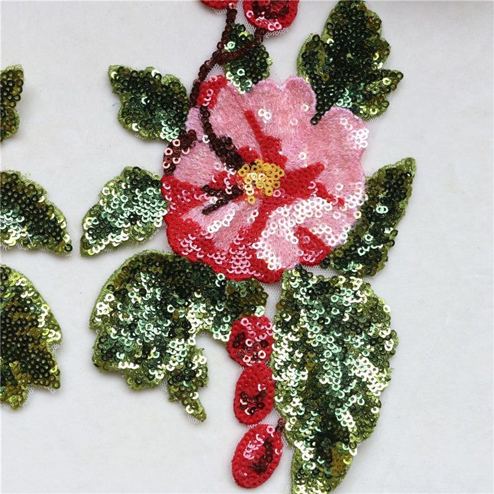 A Pair of Flower Sequined Applique Patchvintage Sequin | Etsy