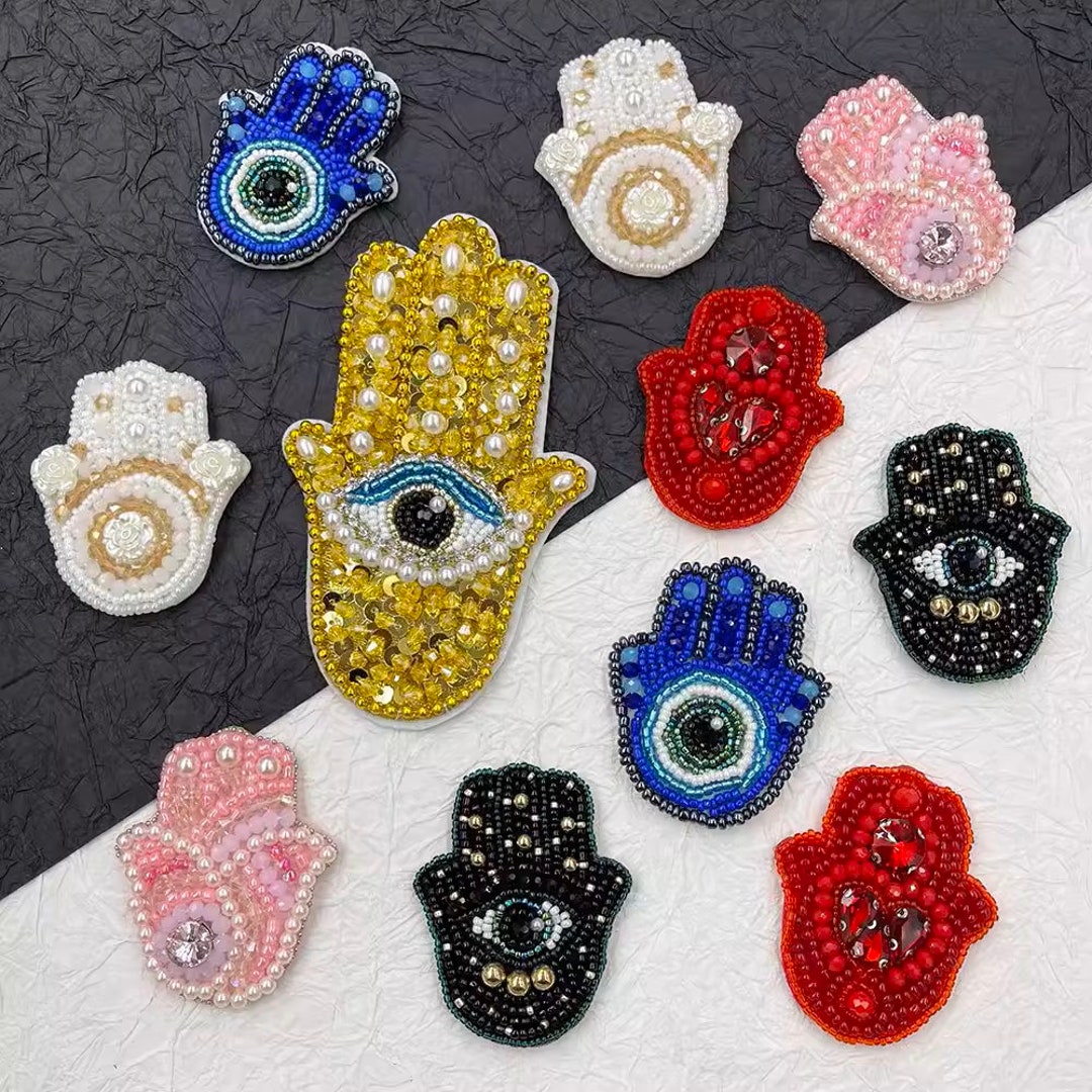 Delicate Embroidery Beaded Hand Applique Patch,rhinestone Pearl Eye ...