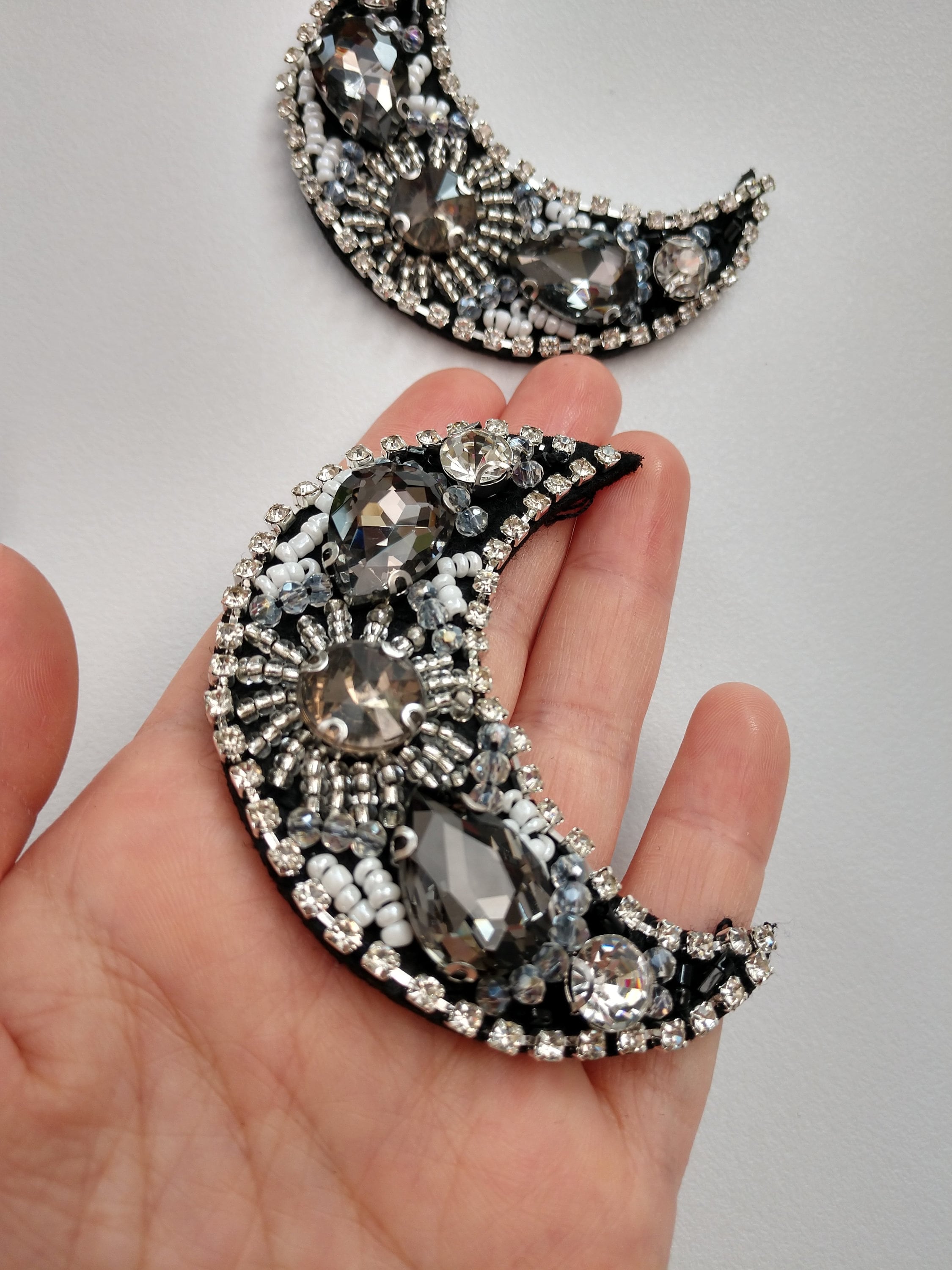 Delicate Moon Embroidery Rhinestone Applique Patch,beaded Star Patch ...