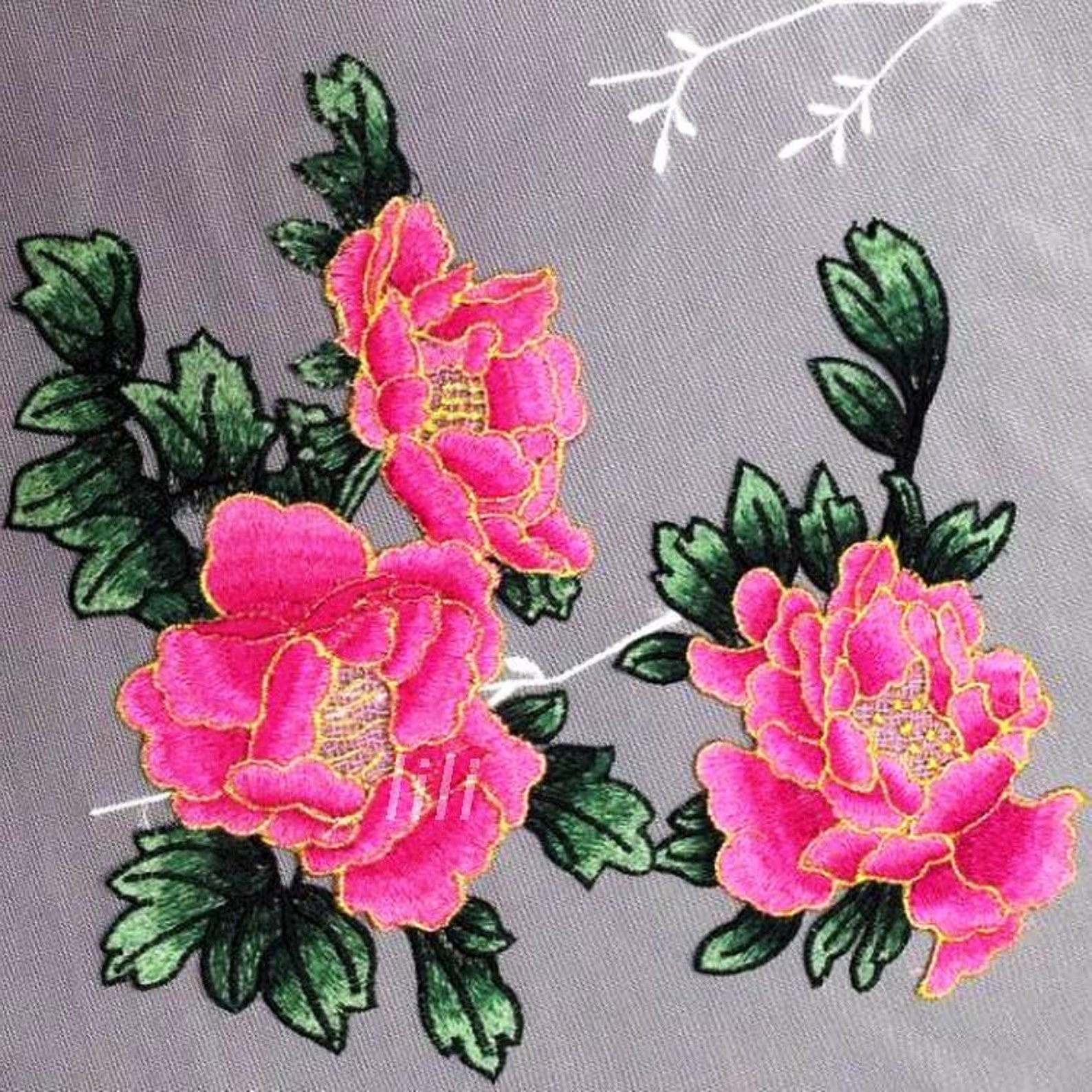 A Pair of Embroidered Rose Red Flower Applique Patchvintage - Etsy