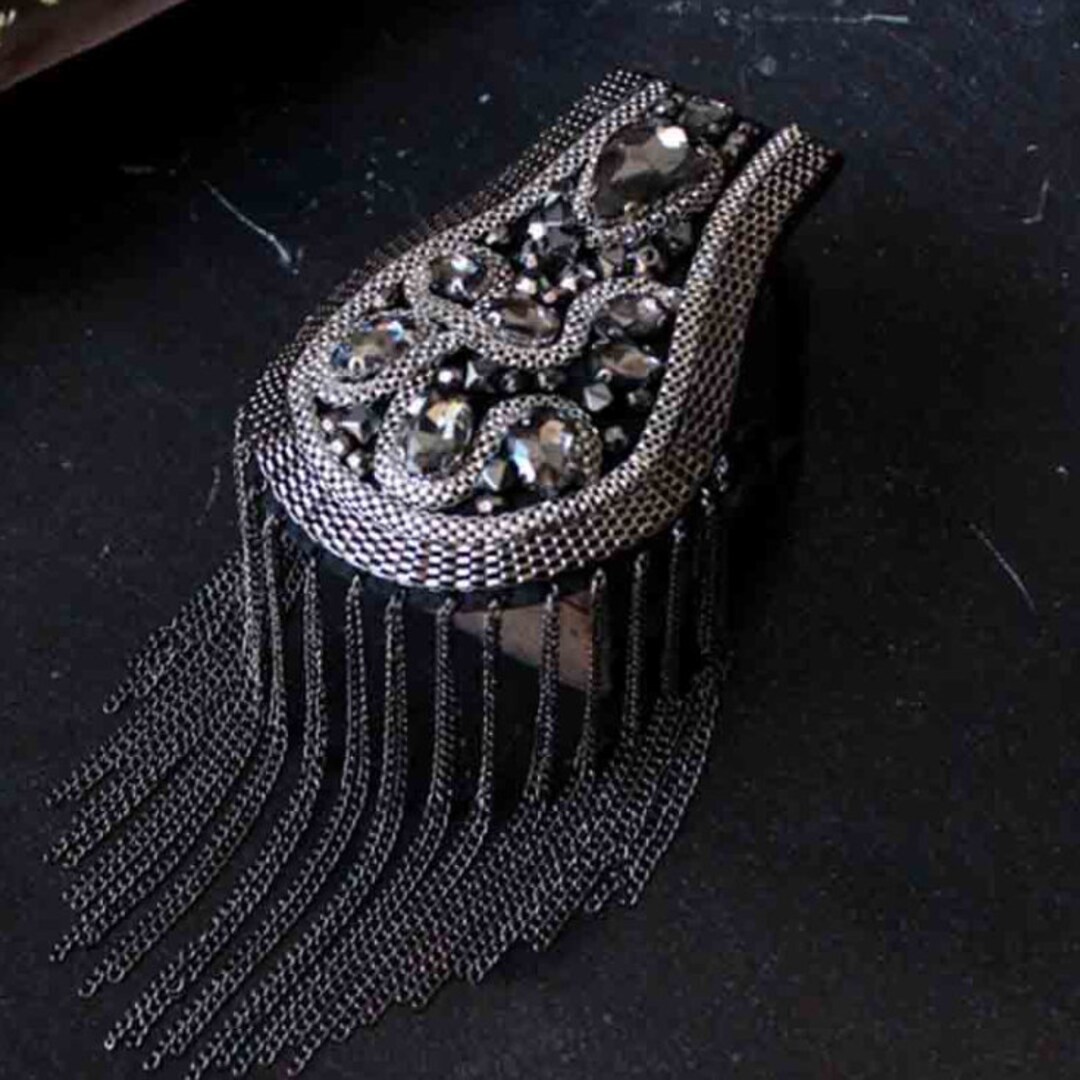 A Pair of Black Tassels Epaulet,handmade Shoulder Pad,studs Diamond ...