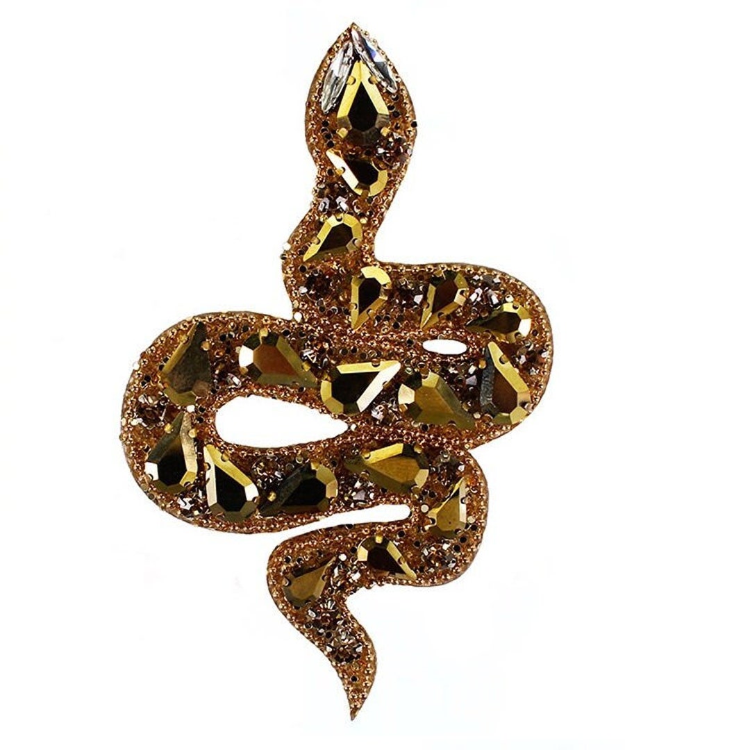 Snake Embroidery Rhinestone Iron on Applique Patch,diamond Snake ...