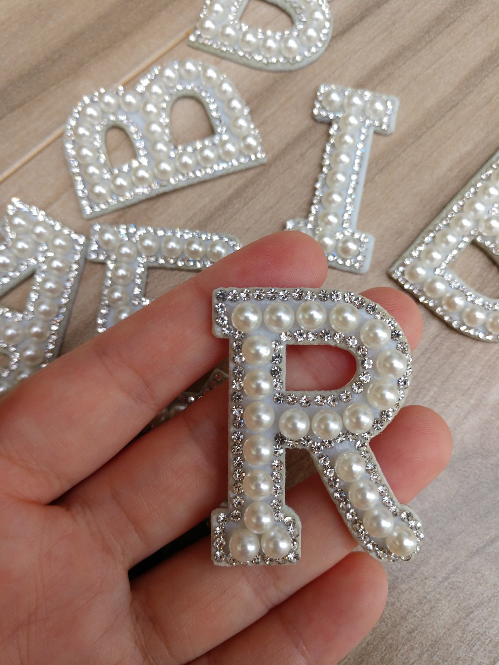 Silver Pearl and Rhinestone Letters Iron on Applique - Etsy
