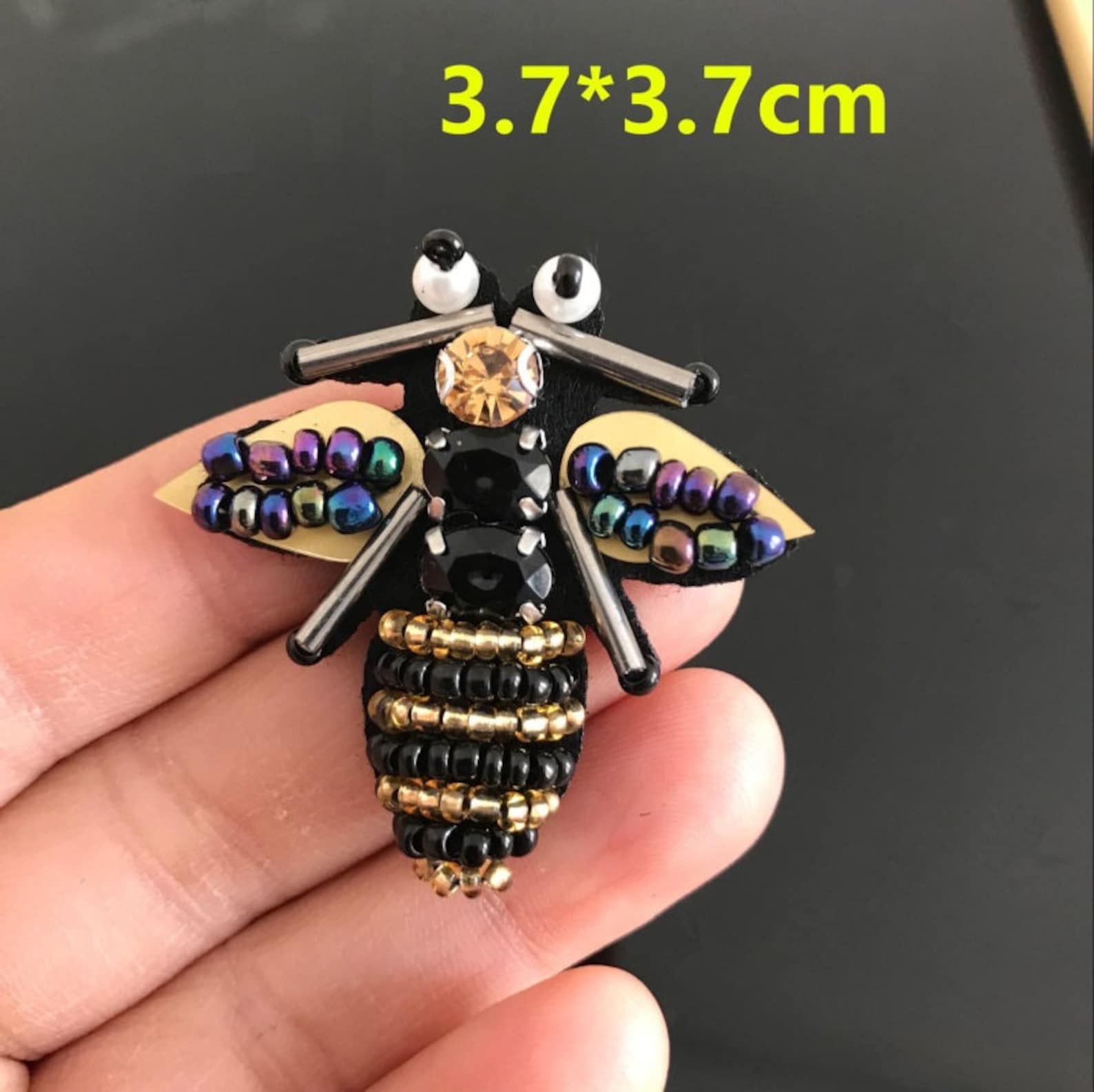 2 Pieces Bee Embroidery Beaded Applique Patch,beaded Bees Patch ...