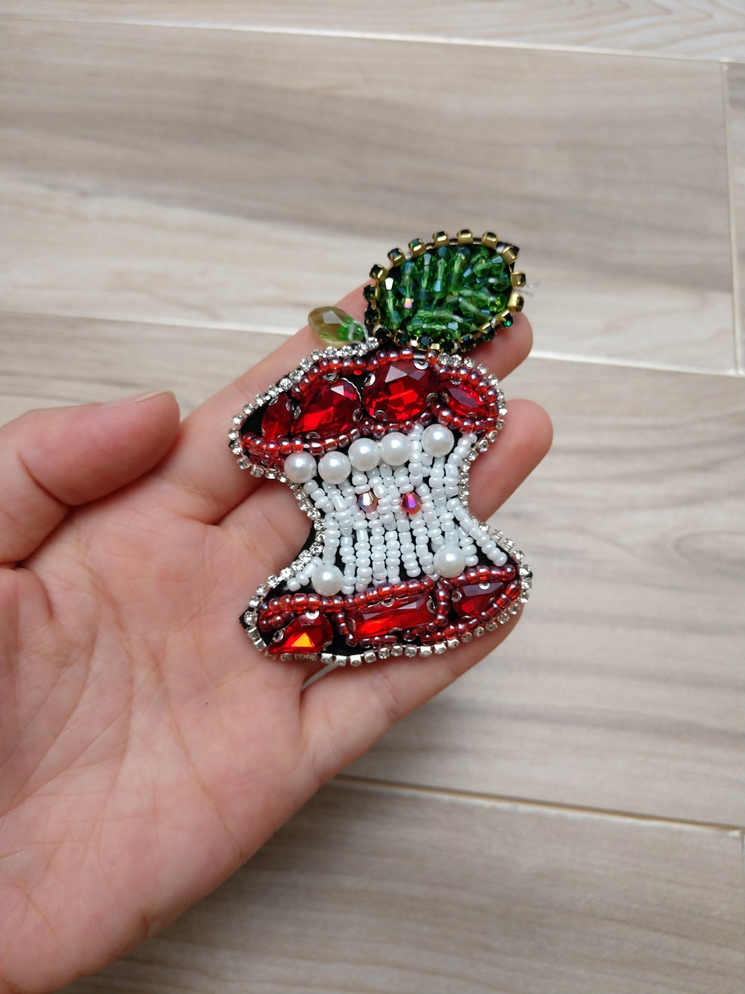 Delicate Embroidery Beaded Apple Applique Patch,rhinestone Patch ...
