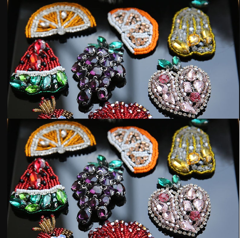 Delicate Embroidery Fruit Sequined Beaded Applique | Etsy