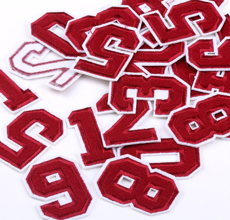 Red Embroidered Iron on Numbers Applique Patch,iron on Numerals Patch ...