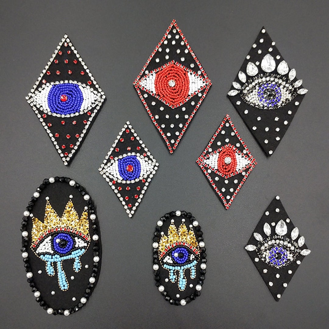 Eye Embroidery Beaded Applique Patch,rhinestone Eyes Patch Supplies for ...