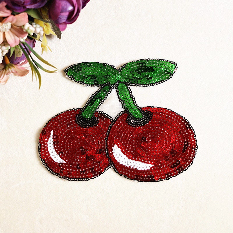 2 Pieces Cherry Sequined Applique Patchpaillette - Etsy