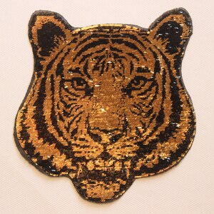 Gold Tiger Head Sequined Applique Patch,paillette Patch,sequins Tiger ...