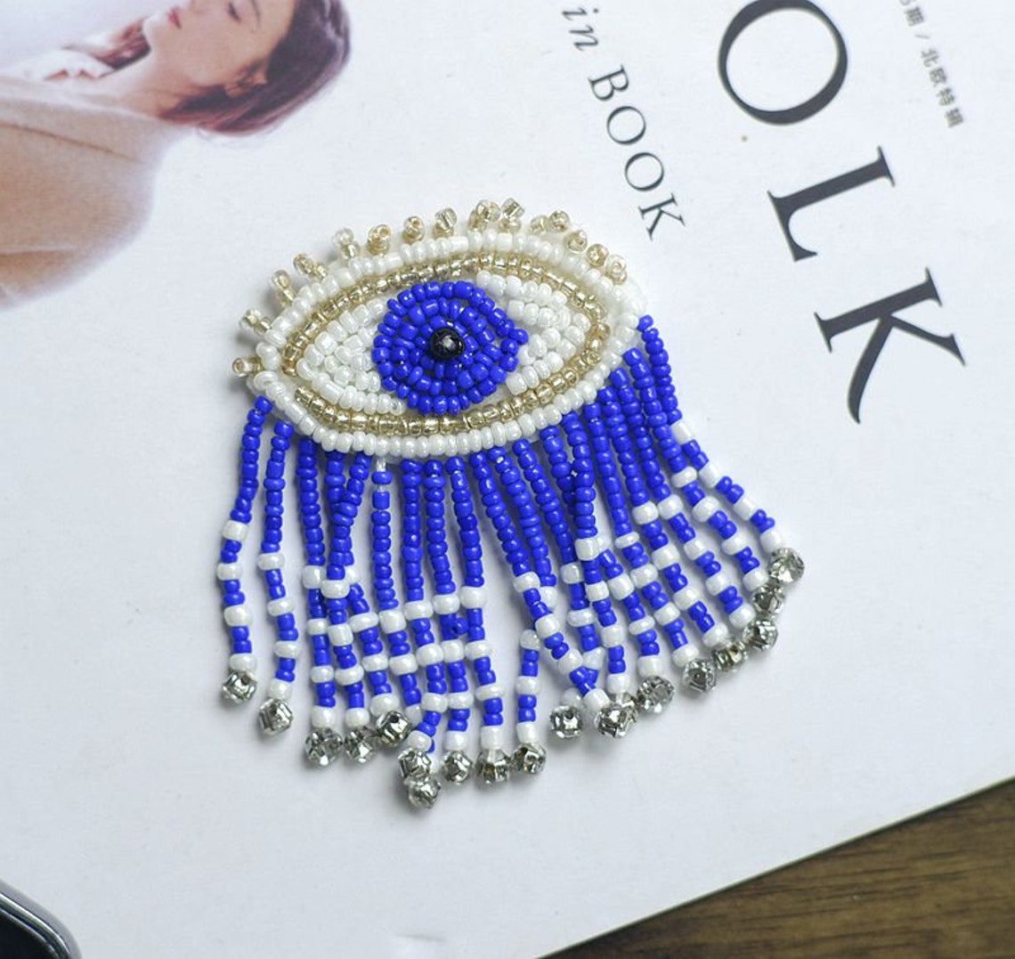A Pair of Eye Embroidery Beaded Sequined Applique Patchbeaded - Etsy