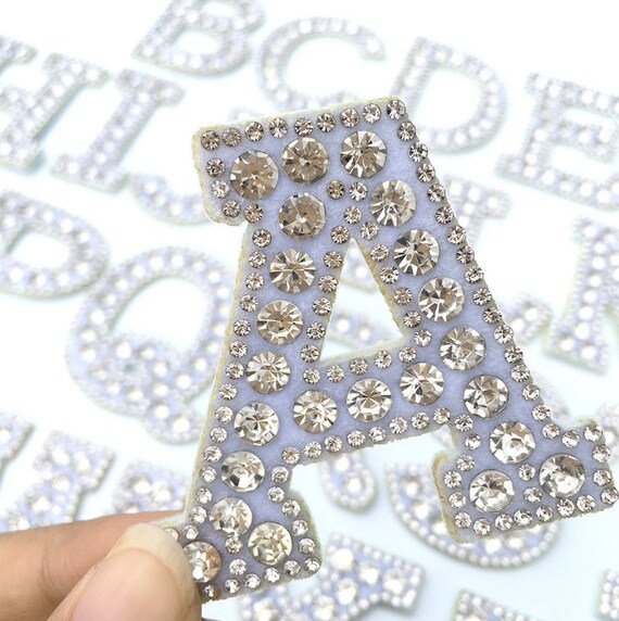 White Diamond and Rhinestone Letters Iron on Applique - Etsy