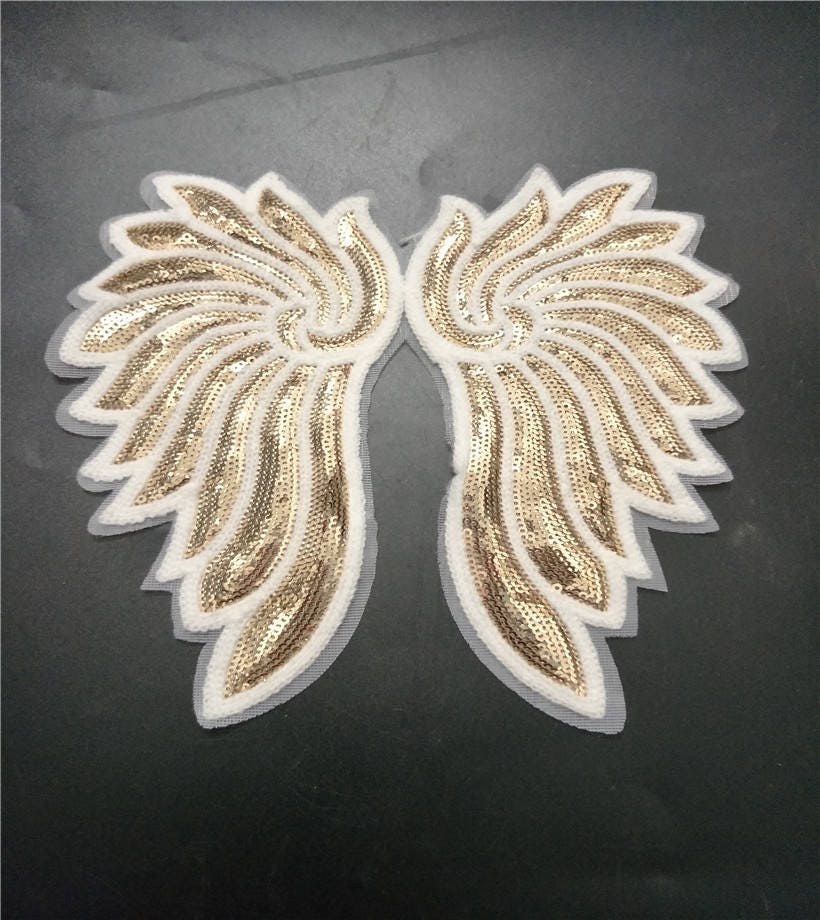 A Pair of Gold Wings Sequined Applique Patchpaillette - Etsy