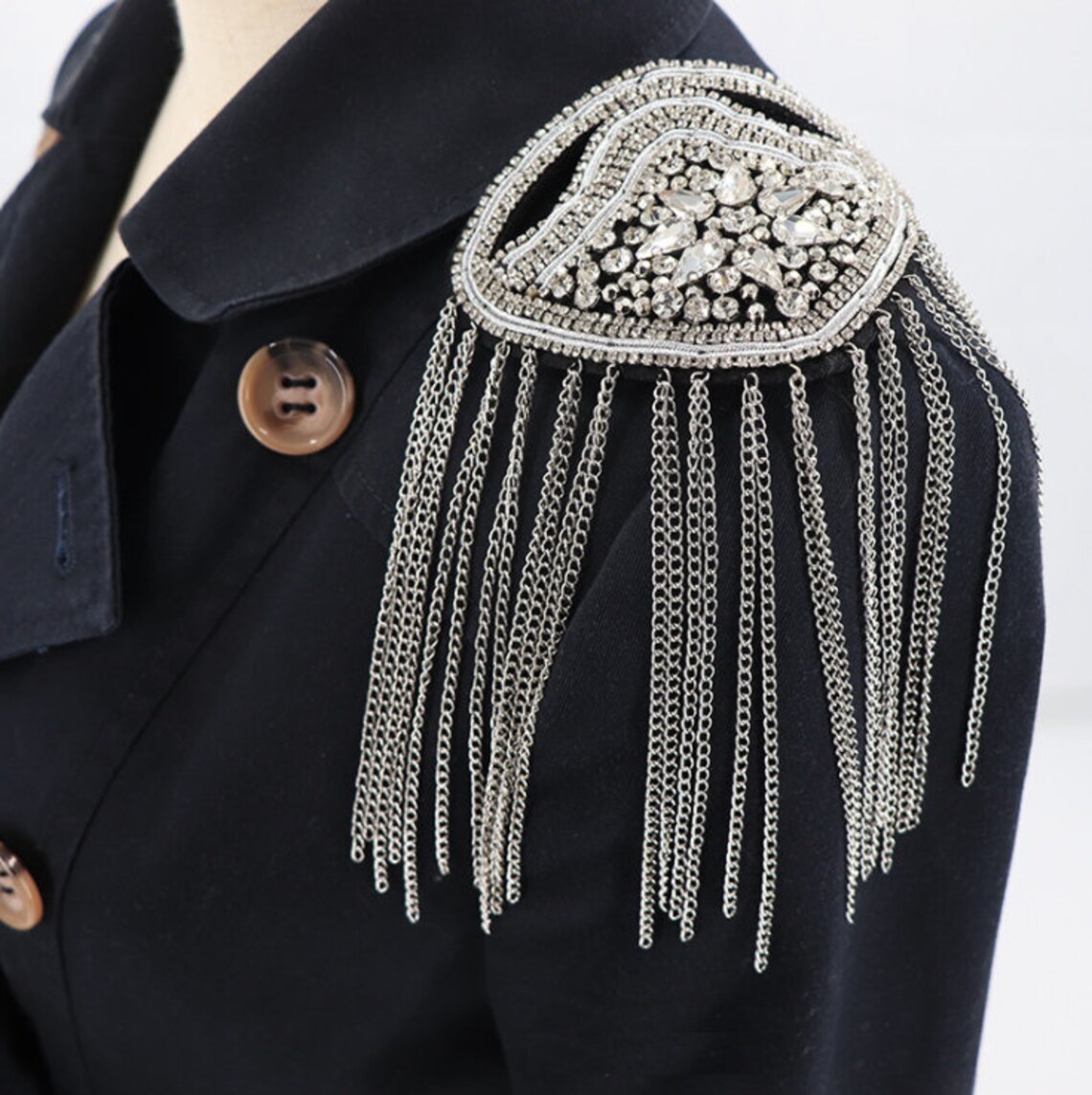 A Pair of Gold Tassels Epaulet,handmade Shoulder Pad,gold Studs ...
