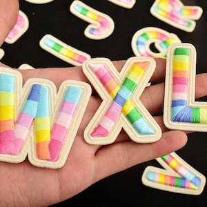 Sticker Colorful Embroidered Letter Applique Patch,embroidery Name ...