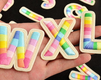 Sticker Colorful Embroidered Letter Applique Patch,embroidery Name ...