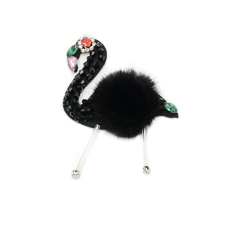 Delicate Black Swan Embroidery Beaded Sequined Applique - Etsy