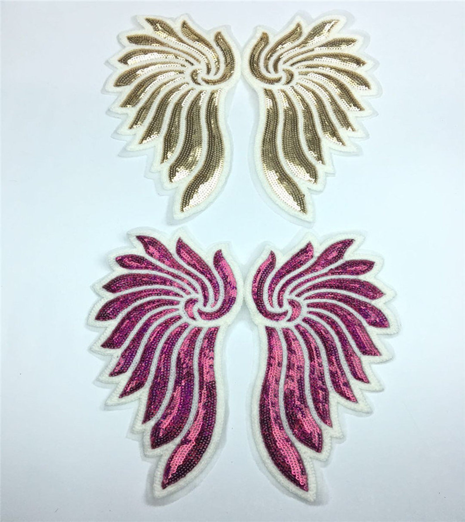 A Pair of Gold Wings Sequined Applique Patchpaillette - Etsy