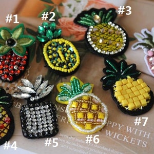 Pineapple Embroidery Rhinestone Applique Patch,beaded Pineapple Diamond Patch Supplies for Coat ...