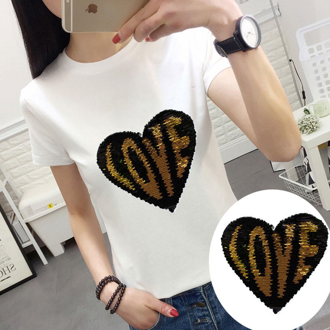 LOVE Sequined Applique Patch,paillette Patch,sequins Patch Supplies for ...
