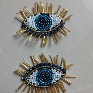 A Pair of Eye Embroidery Rhinestone Sequined Applique Patch,beaded Eye ...