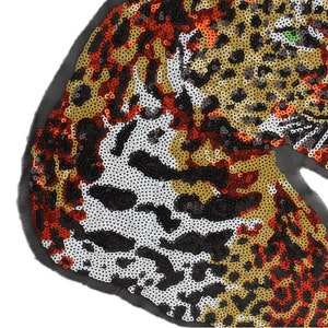 Large Tiger Sequined Embroidery Applique Patch,paillette Patch,sequins Tiger Patch Supplies for ...