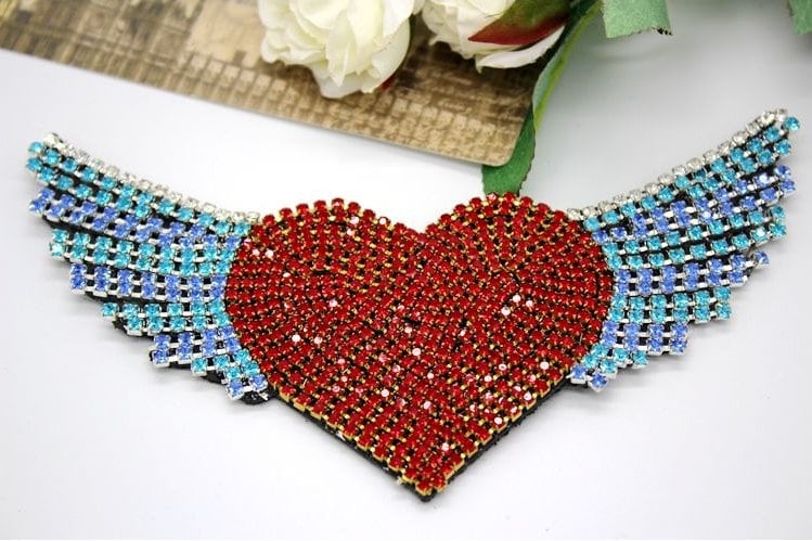 Delicate Embroidery Rhinestone Heart Sequined Applique | Etsy