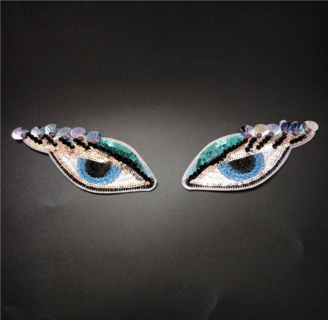 A Pair of Eyes Sequined Applique Patch,paillette Patch,sequins Eye ...