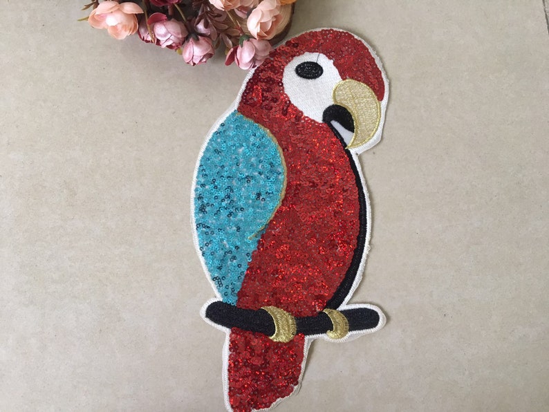 Parrot Sequined Applique PatchPaillette PatchSequins Bird | Etsy