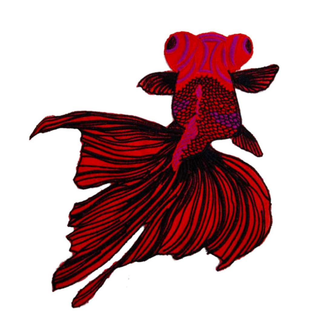Delicate Red Goldfish Embroidered Applique Patch,vintage Fish Patch for ...