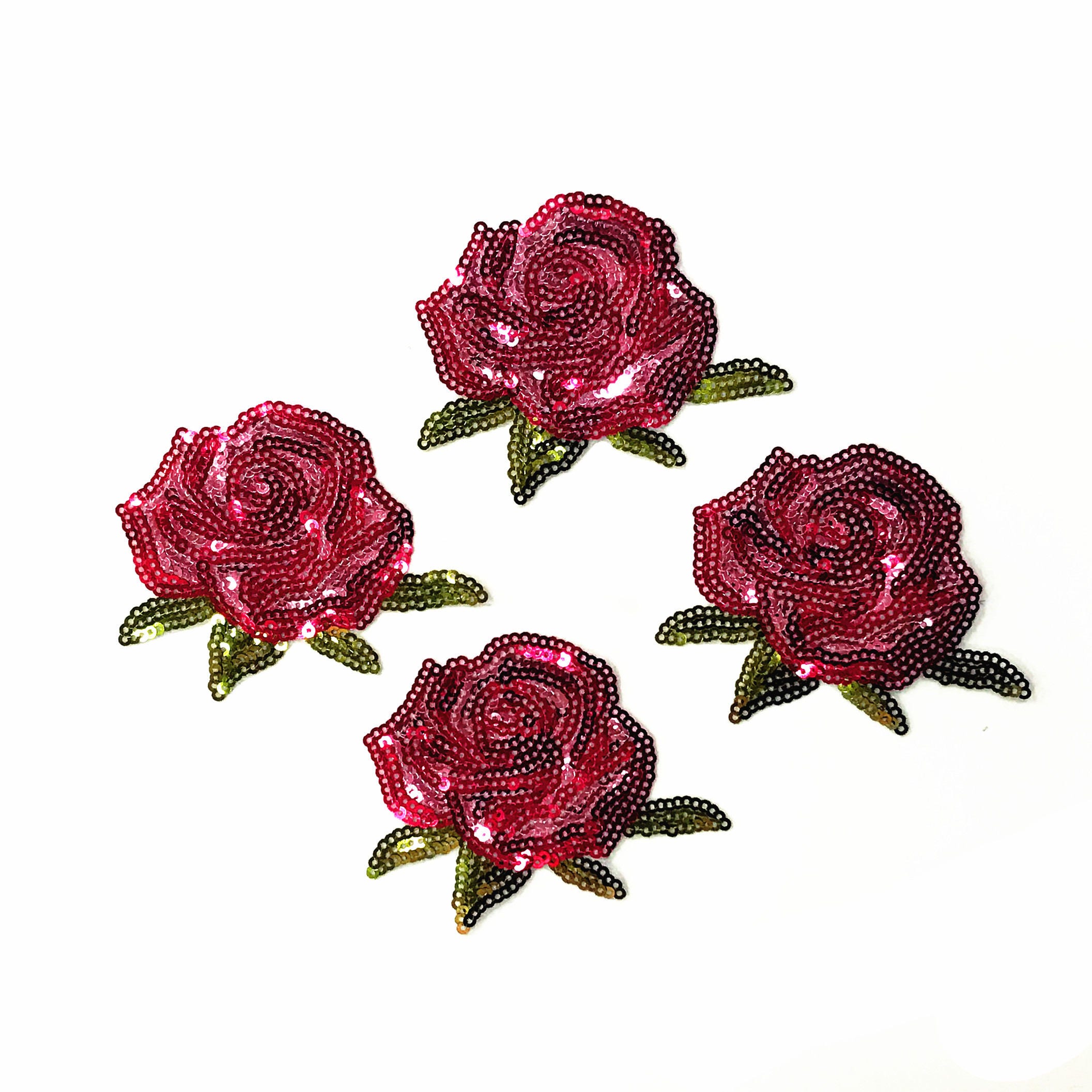 4 Pieces Flower Sequined Applique Patchsequin Florals Sequins | Etsy