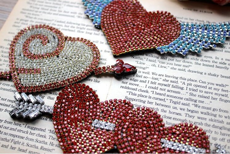 Delicate Embroidery Rhinestone Heart Sequined Applique Patch,beaded ...