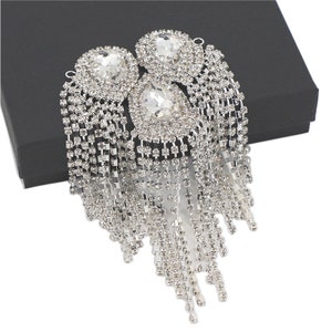 A Pair of Silver Tassels Epaulet,handmade Shoulder Pad,studs Diamond ...