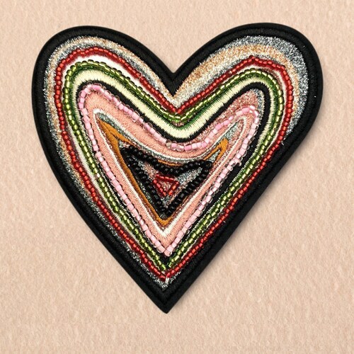Delicate Embroidery Beaded Heart Applique Patchrhinestone - Etsy