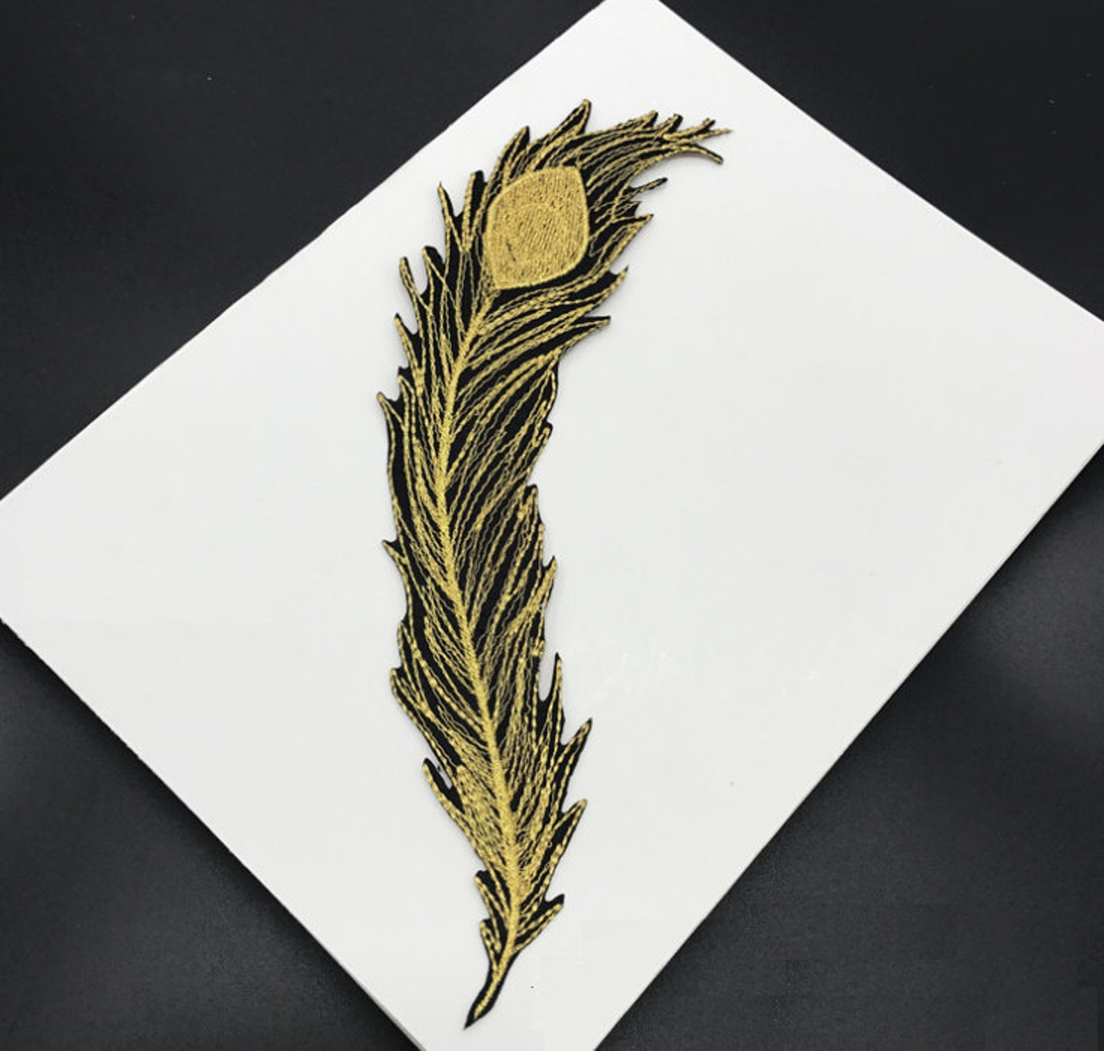 A Pair of Peacock Feather Embroidery Applique - Etsy