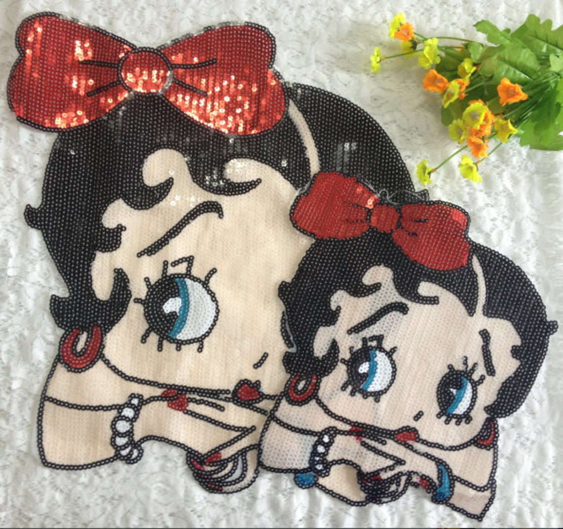Cartoon Girl Sequined Applique Patchpaillette Patchsequins | Etsy