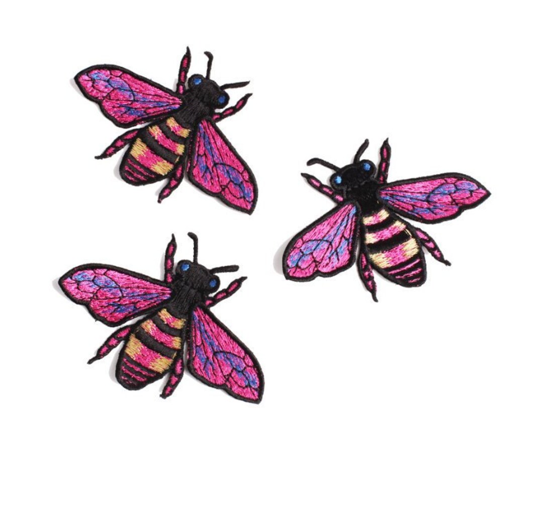 3 Pieces Bee Embroidered Iron on Applique Patch,embroidery Bees Patch ...