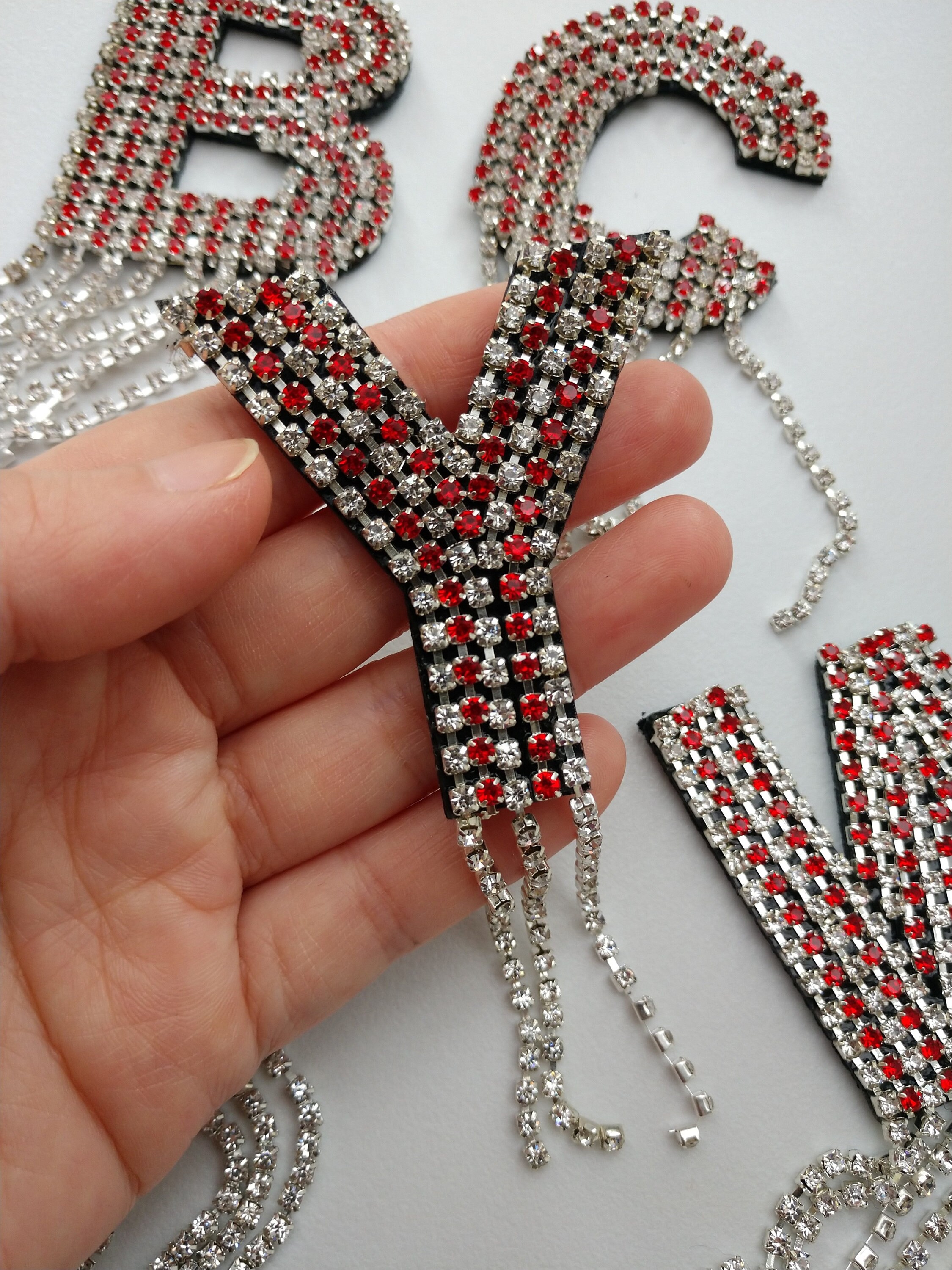 Black or Red Diamond Tassel Letter Embroidery Applique - Etsy