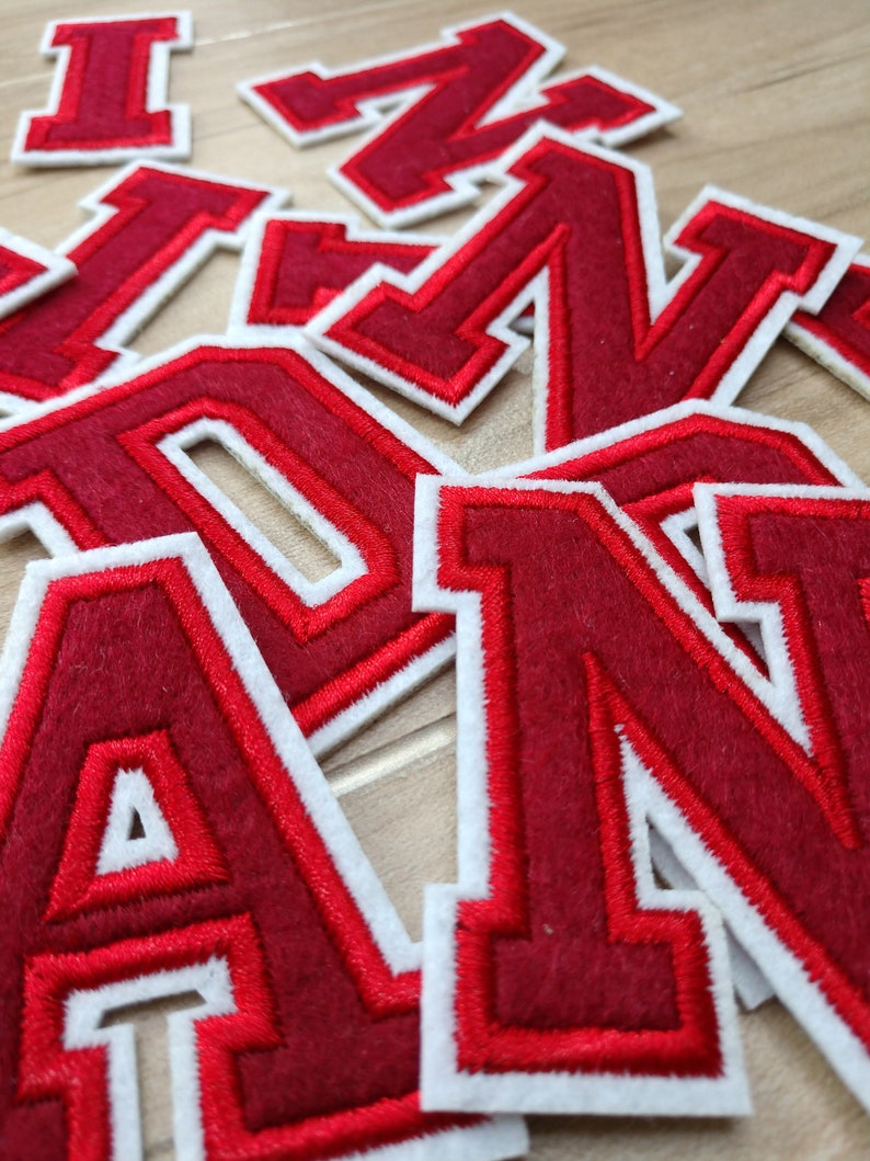 Dark Red Embroidered Iron on Letters Applique Patch,iron on Name ...
