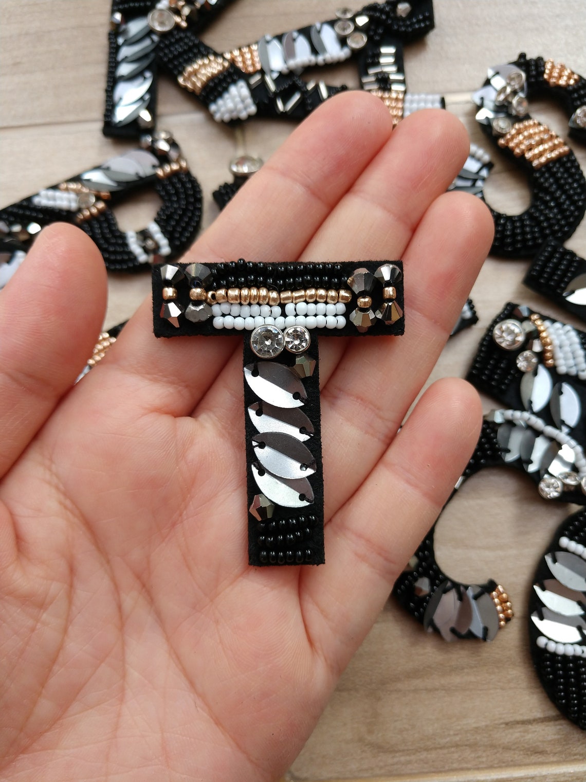 Delicate Embroidery Beaded Letters Sequined Applique | Etsy