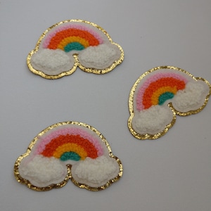 Colorful Chenille Rainbow or Lightning Embroidered Iron on Applique ...