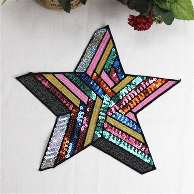 Colorful Star Sequined Applique Patch,paillette Patch,sequins Patch ...