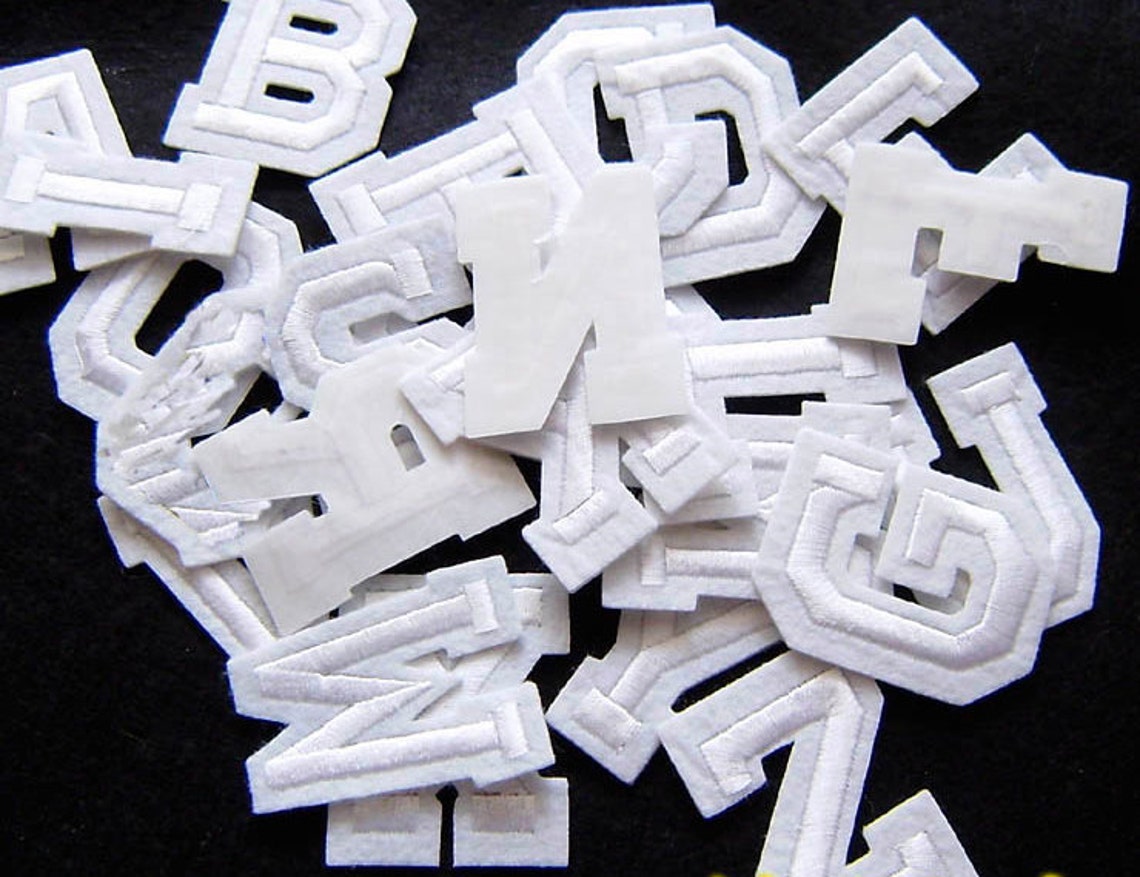 White Embroidered Iron on Letters Applique Patch,iron on Name Letters ...